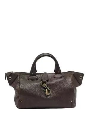 Bally Monogram Embossed Leather Tote Bag - Brown