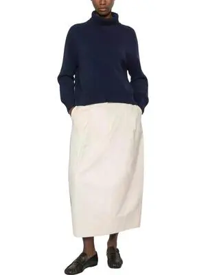 BEYOU Ribbed Knit Roll-neck Sweater - Blue