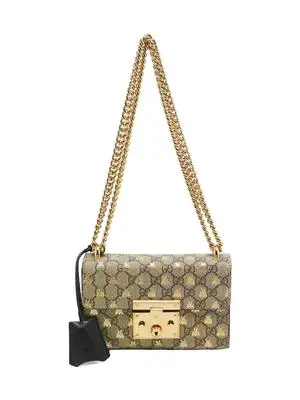 Gucci Gucci Padlock GG Supreme Bee Print Shoulder Bag Neutrals