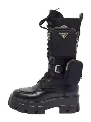 Prada Monolith Utility Combat Boots - Black