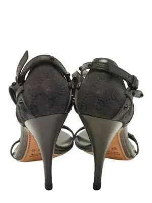 GUCCI Gucci Black GG Canvas Studded Stiletto Sandals
