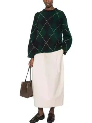 BEYOU Long-sleeve Argyle Sweater - Green