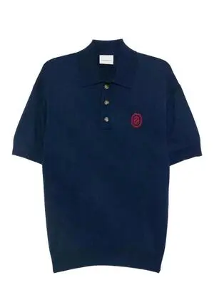 Drole De Monsieur Logo-embroidered Knit Polo Shirt - Blue
