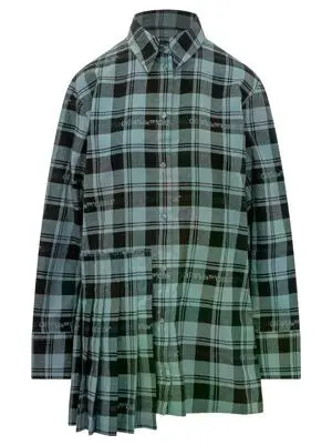 OFF-WHITE Off-White Check Pleated Shirt Dress