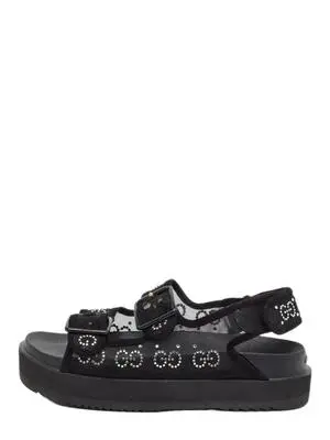Gucci Crystal Embellished Platform Sandals - Black