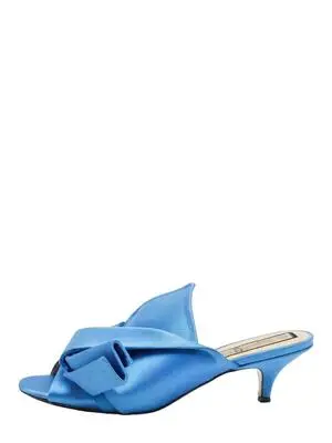 N°21 Nº21 Blue Satin Knot Detail Kitten Heel Mules