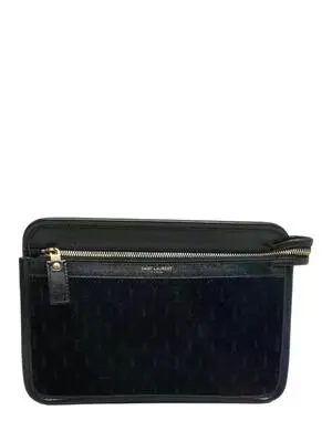 SAINT LAURENT Saint Laurent Monogram Print Suede Pouch