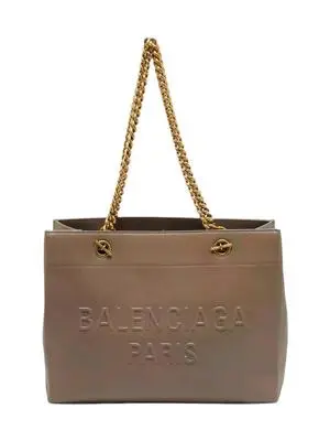Balenciaga Medium Duty Free Embossed Tote Bag - Brown