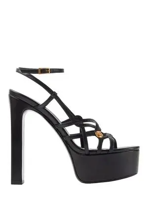 Versace Valentina Nappa Platform Sandals 140 Mm - Black