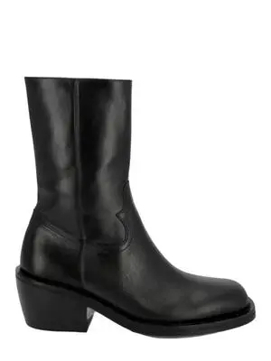 Dries Van Noten Square Toe Leather Boots - Black