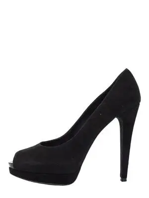 STUART WEITZMAN Suede Peep-toe Platform Stiletto Pumps - Black
