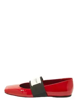 Givenchy Givenchy Sliced Square-Toe Ballet Flats In Red Patent Leather Red