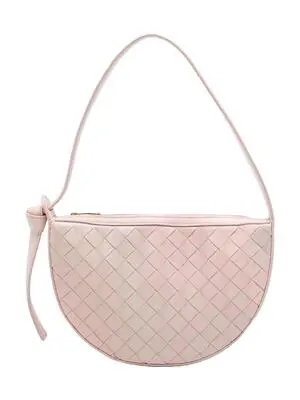 Bottega Veneta 2012-2026 Mini Leather Intrecciato Sunrise Hobo Shoulder Bag - Pink