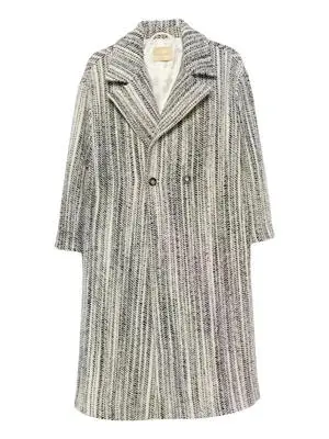 Momoni Chevron Pattern Double-breasted Coat - Neutrals