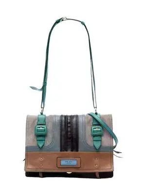 Prada 2013-2026 Multicolore Glace Calf And Suede Patchwork Etiquette Satchel - Grey