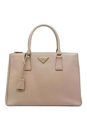 Prada Saffiano Lux Galleria Double Zip Satchel - Neutrals