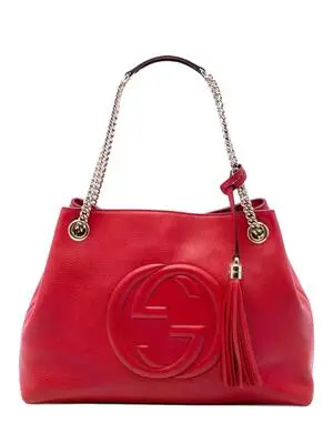 Gucci 2016-2026 Medium Calfskin Soho Chain Tote Bag Red