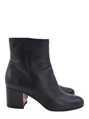 GIANVITO ROSSI Gianvito Rossi Black Leather Side-Zip Ankle Boots With Block Heel