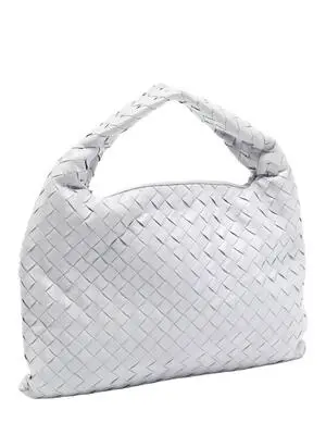 Bottega Veneta Bottega Veneta Small Hop Intrecciato Leather Tote Bag Grey