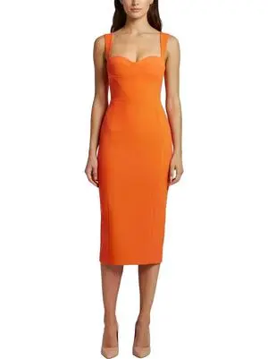 ALEX PERRY Alex Perry Crepe Midi Dress With Sweetheart Neckline