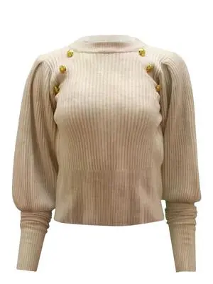 VERONICA BEARD Veronica Beard Jude Button-Embellished Ribbed Knit Sweater