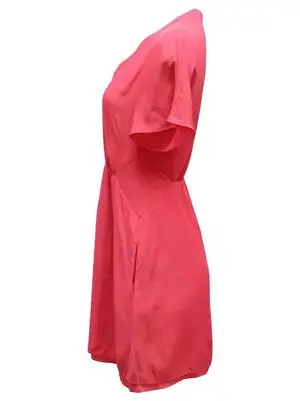 Maje Gathered V-neck Silk Dress - Pink