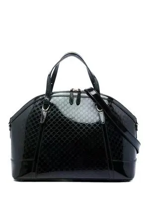 Gucci 2016-2026 Large Microguccissima Patent Nice Dome Satchel - Black