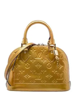 LOUIS VUITTON 2015 Monogram Vernis Alma Bb Satchel Gold