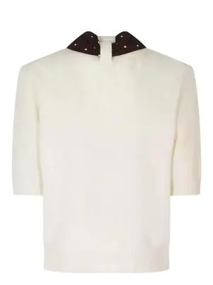 SEMICOUTURE Scarf-detail Short-sleeve Sweater
