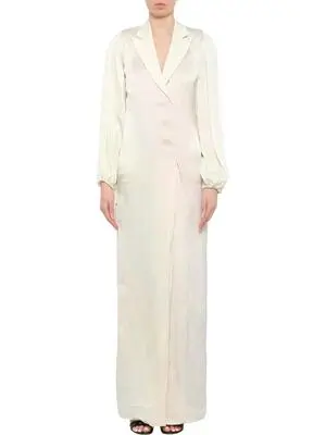 LANVIN Satin Notched-lapel Dress - Neutrals