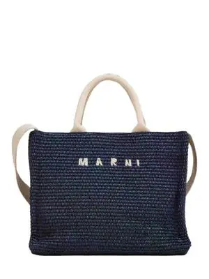 MARNI Marni Logo Embroidered Raffia Tote Bag