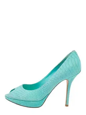 Dior Christian Dior Miss Dior Python-Embossed Peep Toe Pumps Blue
