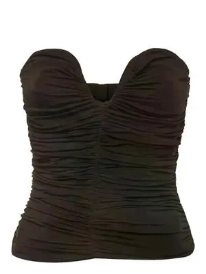 Magda Butrym 2023 Ruched Strapless Top - Black