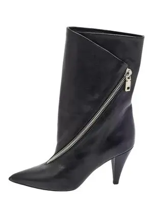 GIVENCHY Givenchy Black Leather Pointed Toe Sculpted Heel Ankle Boots