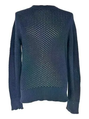 TOM FORD Tom Ford Navy Blue Cotton Crochet-Knit Sweater
