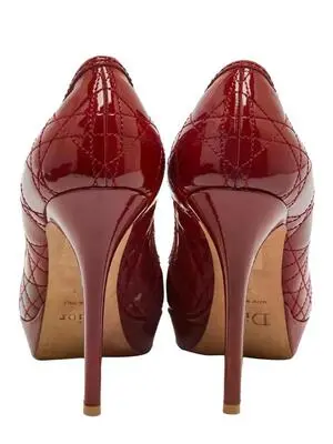 Dior Cannage Quilting Peep-toe Pumps - Red