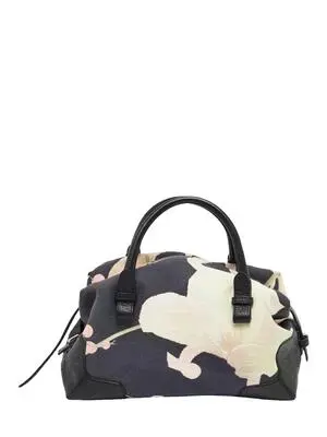 FERRAGAMO Floral-print Satchel Bag - Black