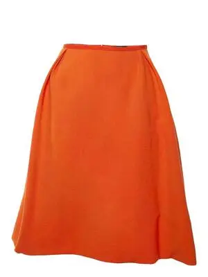 LOUIS VUITTON Pleated Wool Midi Skirt - Orange