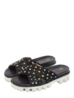 Valentino Garavani Embellished Criss-cross Platform Sandals - Black