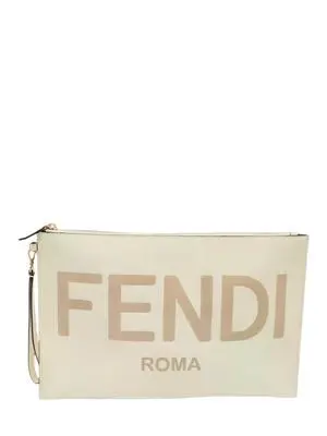 FENDI Fendi Large Debossed-Logo Clutch Bag