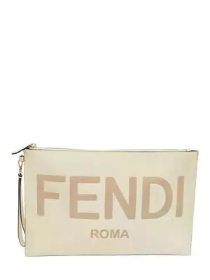 FENDI Fendi Large Debossed-Logo Clutch Bag