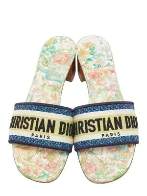 DIOR Christian Dior Dway Floral-Print Block Heel Sandals