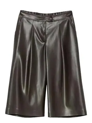ALPHA STUDIO ALPHA STUDIO Pleated Faux-Leather Knee-Length Shorts