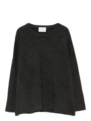 BEYOU Round-neck Drop-shoulder Sweater - Grey