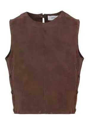 YVES SALOMON Sleeveless Suede Top - Brown