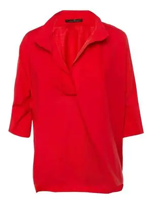 Carolina Herrera Oversized V-neck Blouse - Red