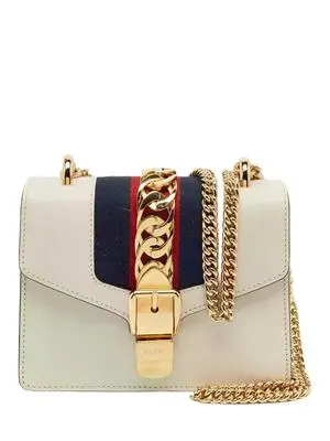 Gucci Gucci Mini Sylvie Web Shoulder Bag Neutrals