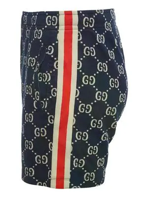 Gucci Gg Jacquard Web Stripe Shorts - Blue
