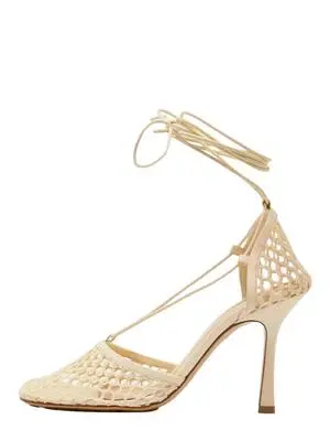 Bottega Veneta Bottega Veneta Cream White Stretch Ankle Strap Pumps White