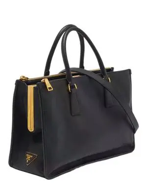 Prada Prada Logo Plaque Double Zip Handbag Black